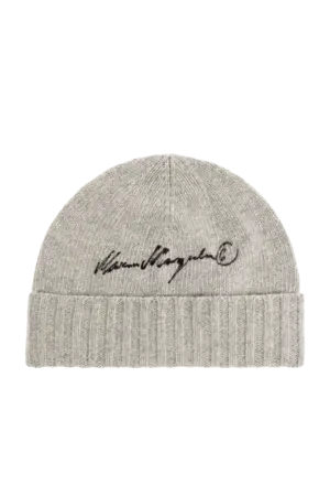 MAISON MARGIELA Wool Beanie With Embroidered Logo - Grey