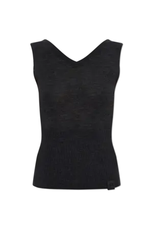 Victoria Beckham Wool Top With V-neck - Grey