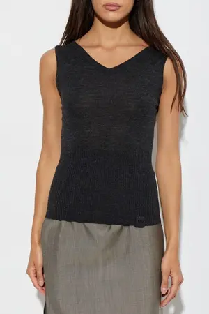 Victoria Beckham Wool Top With V-neck