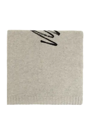MAISON MARGIELA Wool Scarf With Logo - Grey