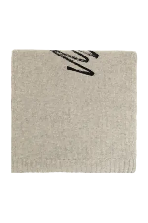 MAISON MARGIELA Wool Scarf With Logo - Grey
