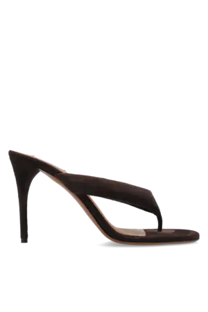 Alaïa Suede Heeled Mules - Brown