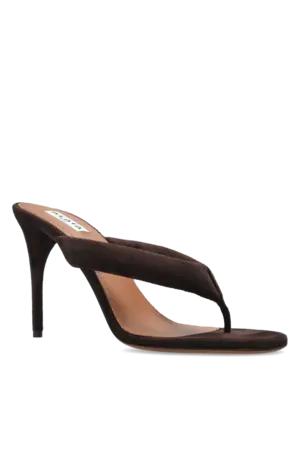 Alaïa Suede V-strap Heeled Mules