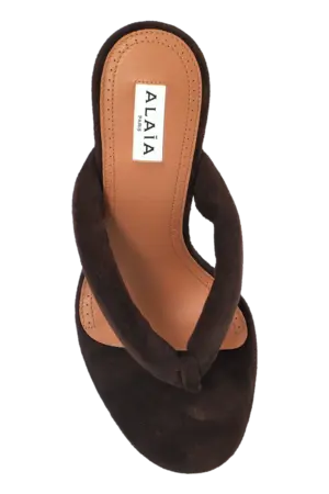 Alaïa Suede V-strap Heeled Mules