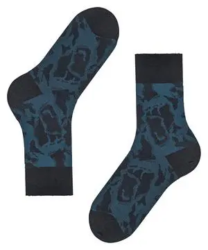 Falke Sensitive Tree Side Patterned Crew Socks - Blue