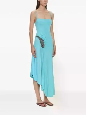 Christopher Esber Paisley-lace Ribbed Asymmetric Dress - Blue