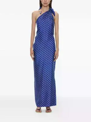 Christopher Esber One-shoulder Bandana Print Long Dress