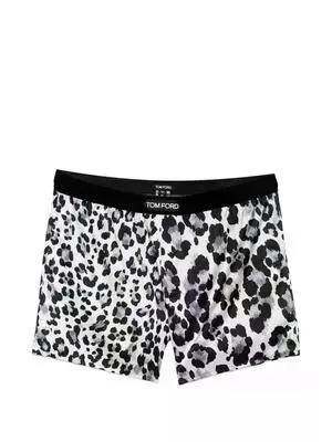 TOM FORD Leopard-print Silk-blend Boxers - Black