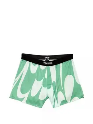 TOM FORD Abstract-print Logo-patch Boxer Shorts - Green