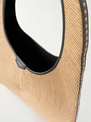 Alaïa Paper Straw Shoulder Bag With Leather Trim