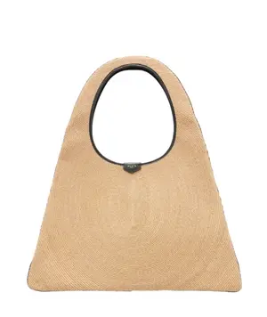 Alaïa Paper Straw Shoulder Bag With Leather Trim - Brown
