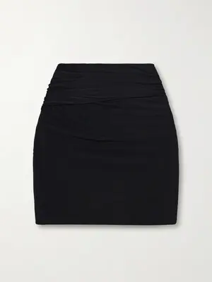 Wardrobe.NYC Mesh Ruched Mini Skirt - Black