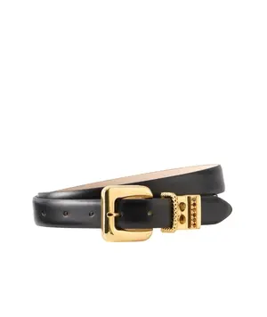 DEHANCHE Mara Stone" Embellished Leather Belt - Black