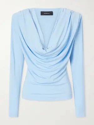 Wardrobe.NYC Draped Crepe-jersey Top - Blue
