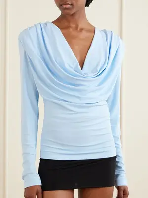 Wardrobe.NYC Draped Crepe-jersey Top - Blue