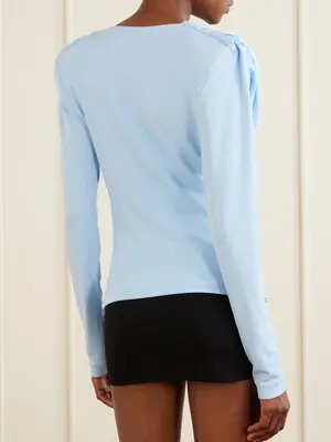 Wardrobe.NYC Draped Crepe-jersey Top - Blue