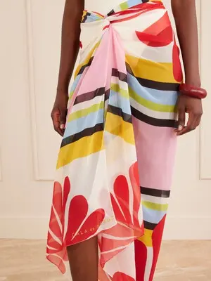 CALA DE LA CRUZ Luana Floral-print Voile Pareo - Multi