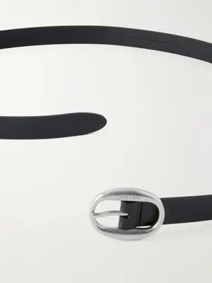 Saint Laurent Engraved Logo Leather Belt - Black