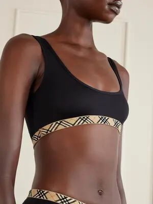 Burberry Checked Bikini Top - Black