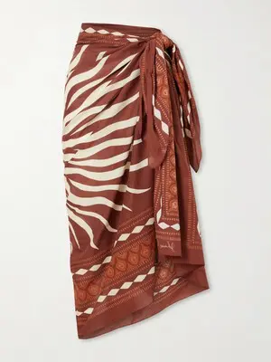 Johanna Ortiz Printed Cotton Pareo - Burgundy