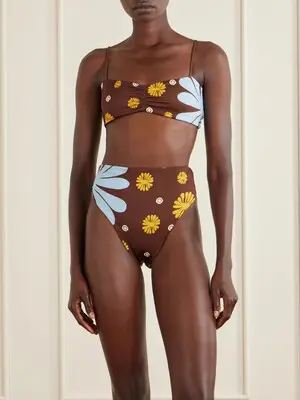 CALA DE LA CRUZ Lilo" Printed Bikini - Brown
