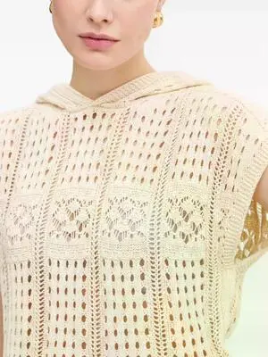 TWINSET Beige Crochet Knit Hooded Top