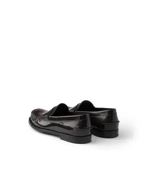 Prada Brushed Leather Loafers - Brown