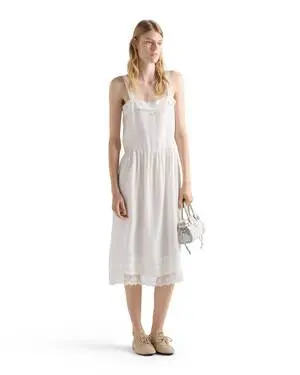 Prada Embroidered Old Washed Silk Dress - Neutral