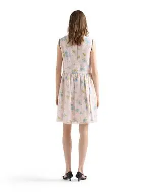 Prada Sleeveless Floral Print Linen Dress