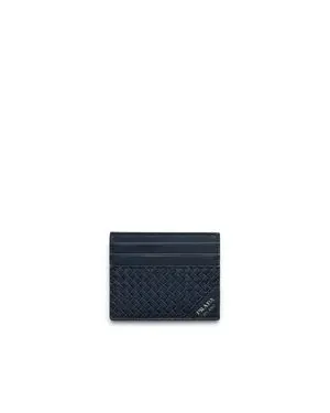 Prada Leather Card Holder - Blue
