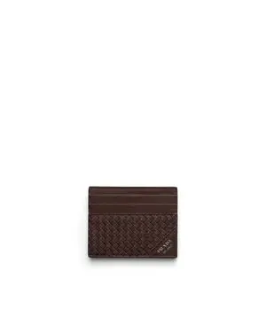 Prada Leather Card Holder - Brown