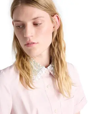 Prada Embroidered Poplin Shirt Dress