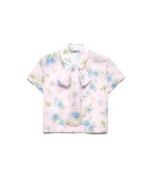Prada Floral Print Batiste Shirt - Pink