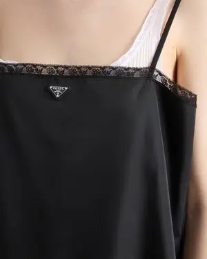 Prada Re-nylon Mini Dress With Lace Trim