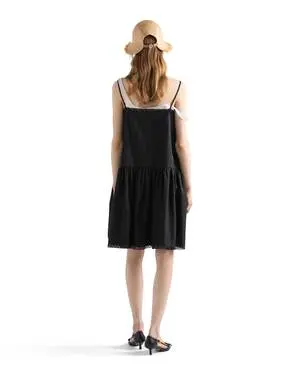 Prada Re-nylon Mini Dress With Lace Trim