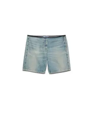 Prada Washed Denim Bermudas - Blue