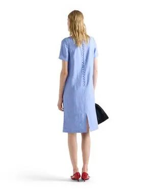 Prada Embroidered Linen Sheath Dress