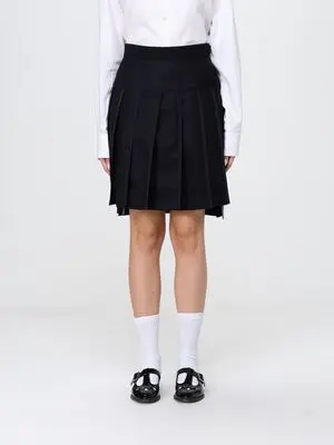 Thom Browne Thom Browne Pleated Silk Miniskirt With 4-Bar Motif Black