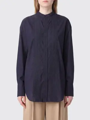 FORTE_FORTE Embroidered Cotton Shirt - Blue