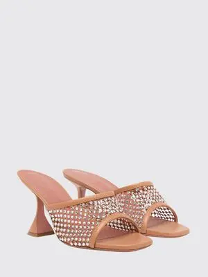 Amina Muaddi Embellished High Heel Mule Sandals - Milk