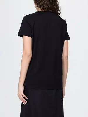 Max Mara Crewneck Cotton T-shirt With Graphic Logo Print - Black