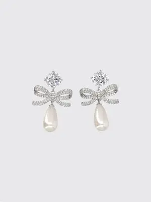 SELF-PORTRAIT Jewel Drop Earrings With Pearl And Crystal Accents - Silver