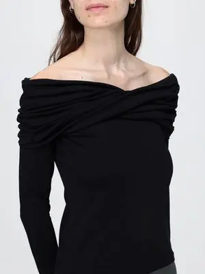 Max Mara Long Sleeve Draped Cut Out Top - Black