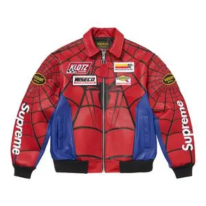 Supreme X Vanson Leathers Spider-man Jacket - Red