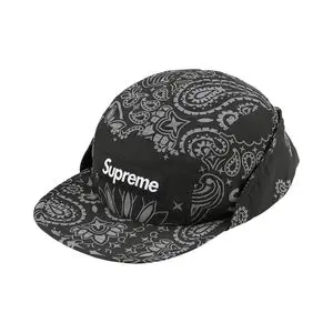 Supreme Reflective Bandana Sunshield Camp Cap - Black