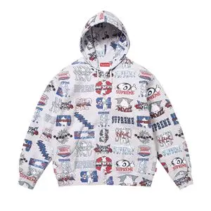 Supreme Graphic Print Full Zip Hooded Sweatshirt