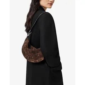 ALLSAINTS Luna Suede Leopard Print Shoulder Bag - Leopard Brown