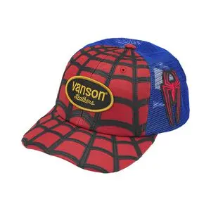 Supreme Vanson Leathers Spider-Man Mesh Back 6-Panel Cap Red