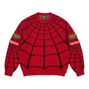 Supreme X Vanson Leathers Spider-man Knit Sweater - Red