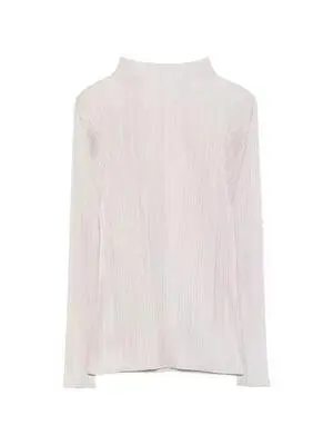 Issey Miyake Long Sleeve High Neck Blouse - Grey